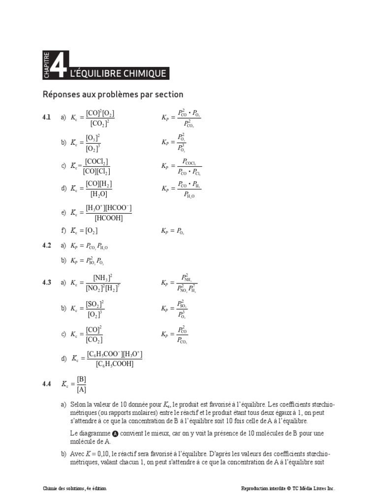 ch04 Solutions | PDF | Équilibre chimique | Chimie