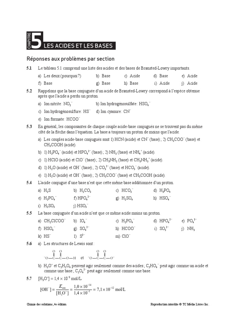 ch05 Solutions | PDF | Ph | Dissociation (chimie)