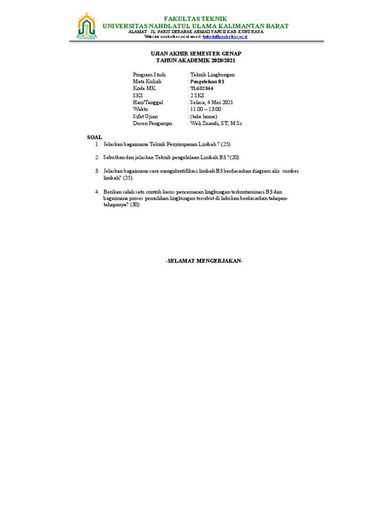 B3 (Soal Uts) 2021 | PDF