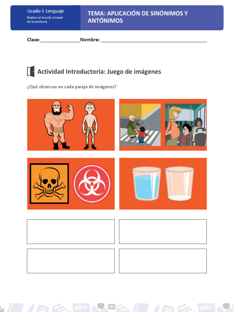 Sinónimos y Antónimos en Lenguaje 6º | PDF