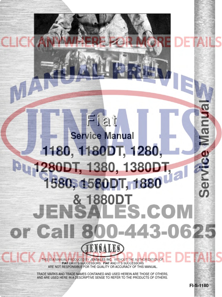 Fiat Tractor Service Manual 1180-1880 | PDF | Axle | Transmission ...