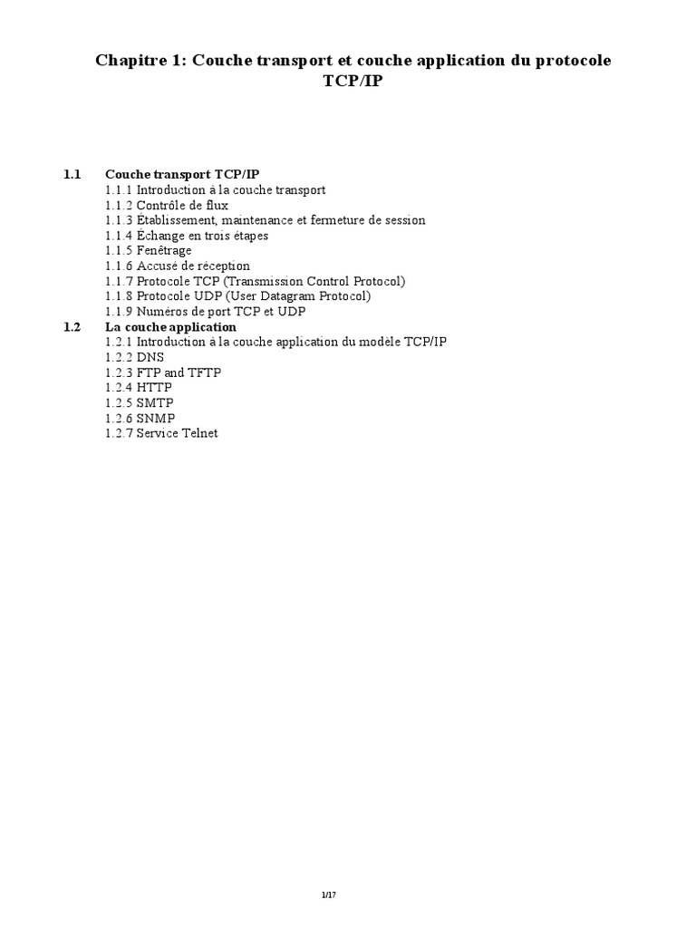 Couche Transport et Application TCP/IP | PDF | Suite des protocoles ...