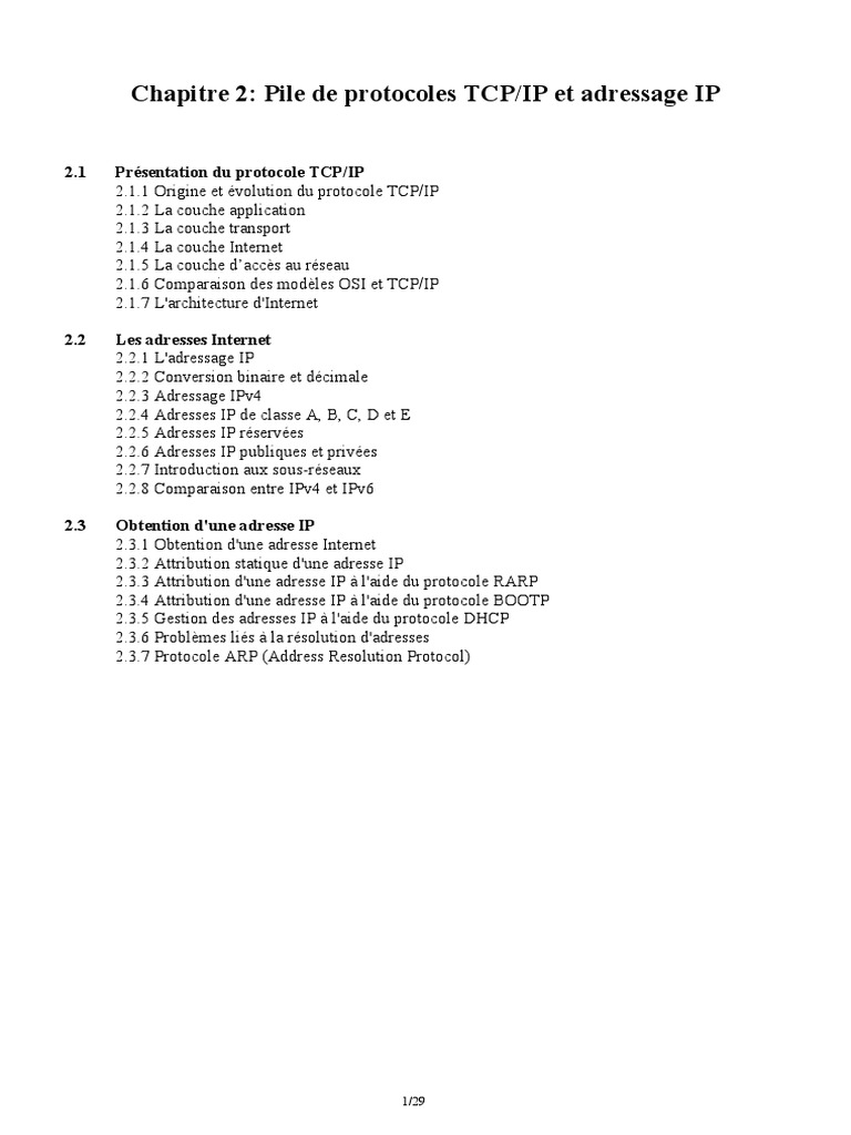 Chapitre2 - Pile de Protocoles TCP IP Et Adressage IP - MBD | PDF | Protocoles Internet | Adresse IP