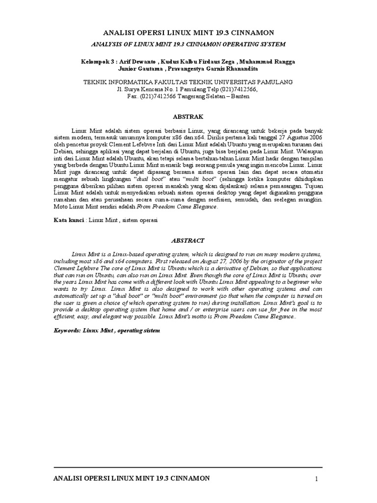 PAPER - LINUX - MINT (Saran) | PDF