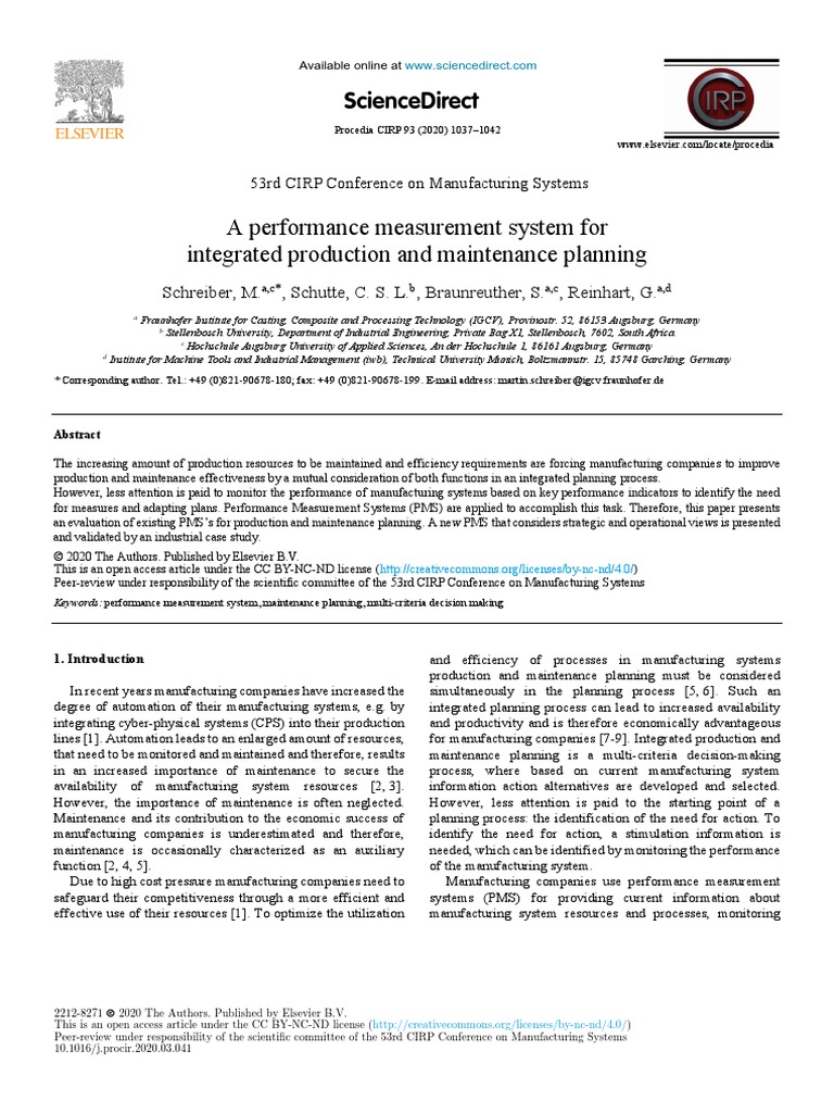A Performance Measurement System For Integrated Production and ...