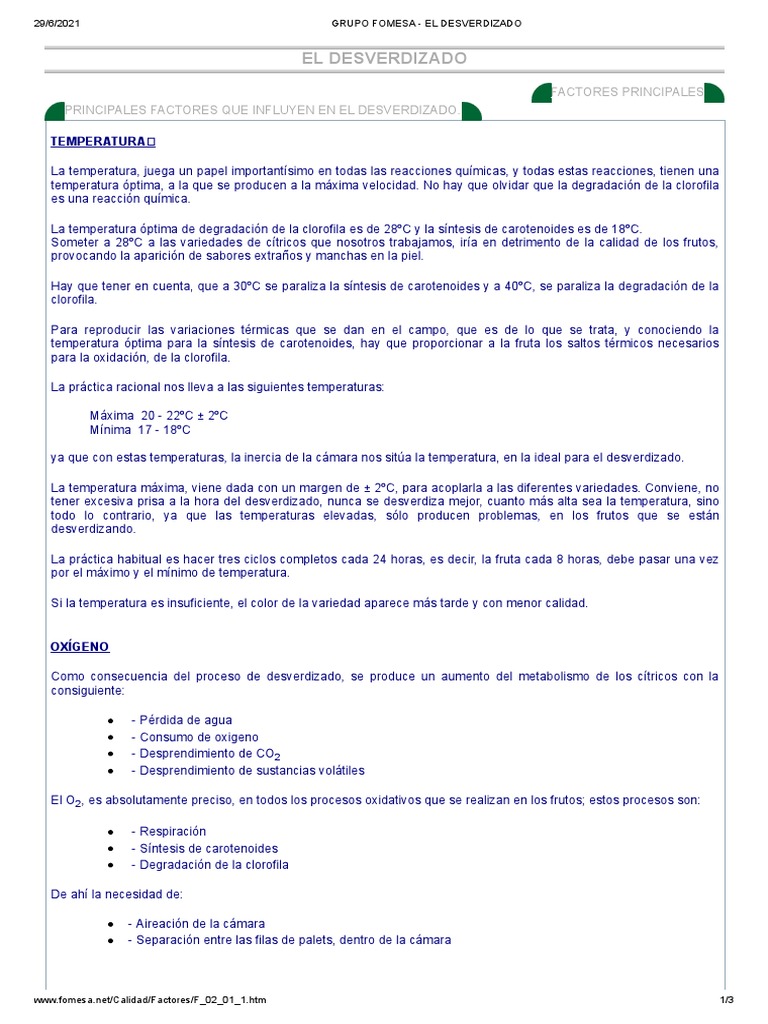 Grupo Fomesa - El Desverdizado | PDF | Humedad | Humedad relativa