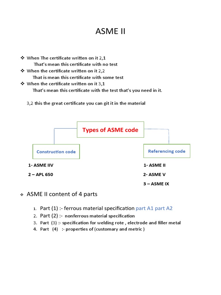Asme Ii: Types of ASME Code | PDF