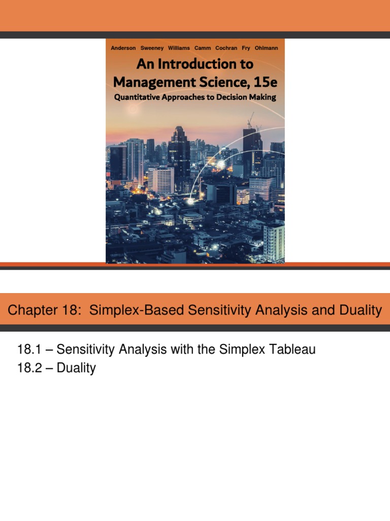 Ch18 Simplex Based Sensitivity Analysis And Duality Pdf Linear Programming Mathematical
