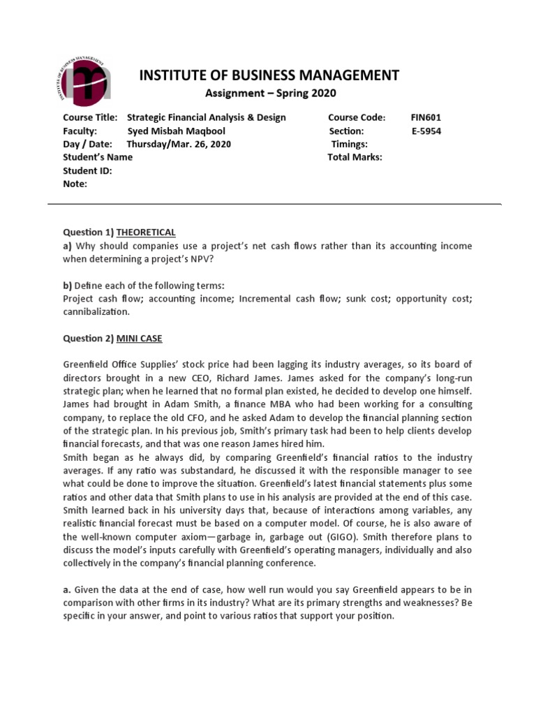 Institute of Business Management: Assignment - Spring 2020 | PDF ...