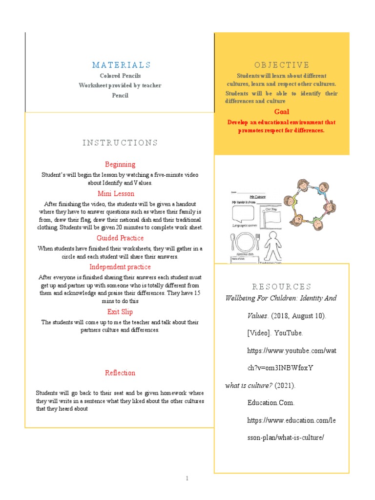 Cultural Lesson Plan | Download Free PDF | Lesson Plan | Teaching