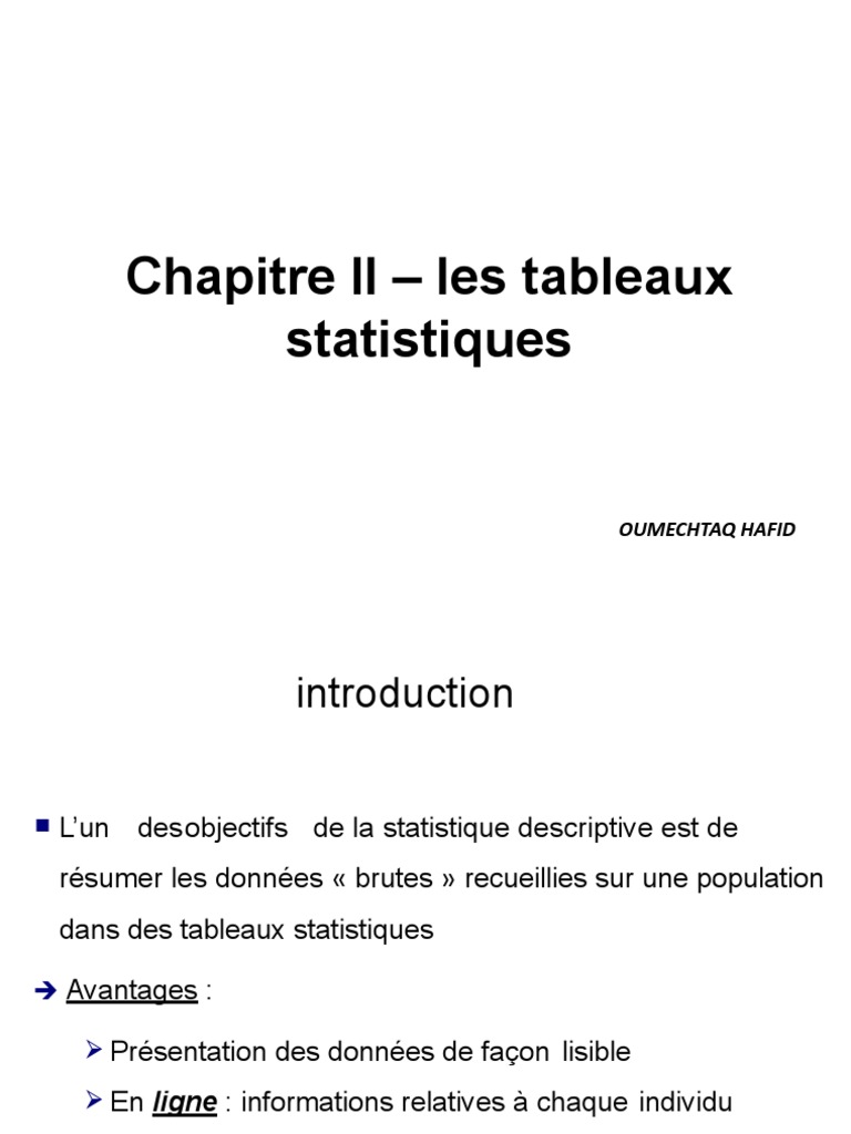 Types et Exemples de Tableaux Statistiques | PDF | Statistique ...