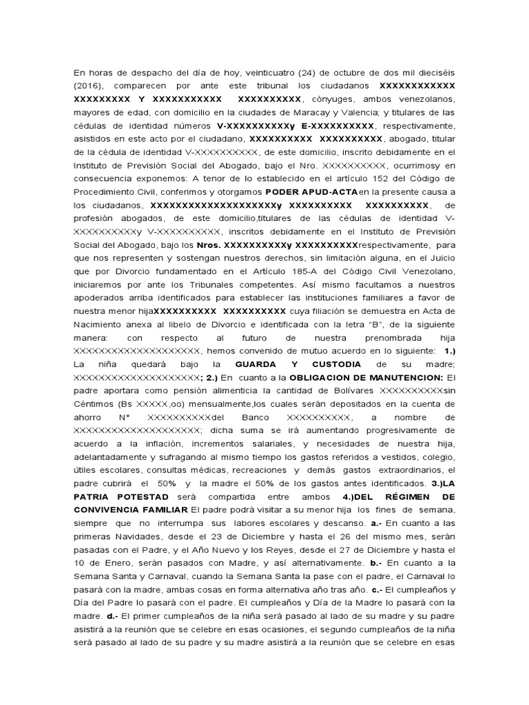 Poder Apud Acta Divorcio de 2 Conyuges Con Niños Sin Bienes | PDF | Divorcio | Familia