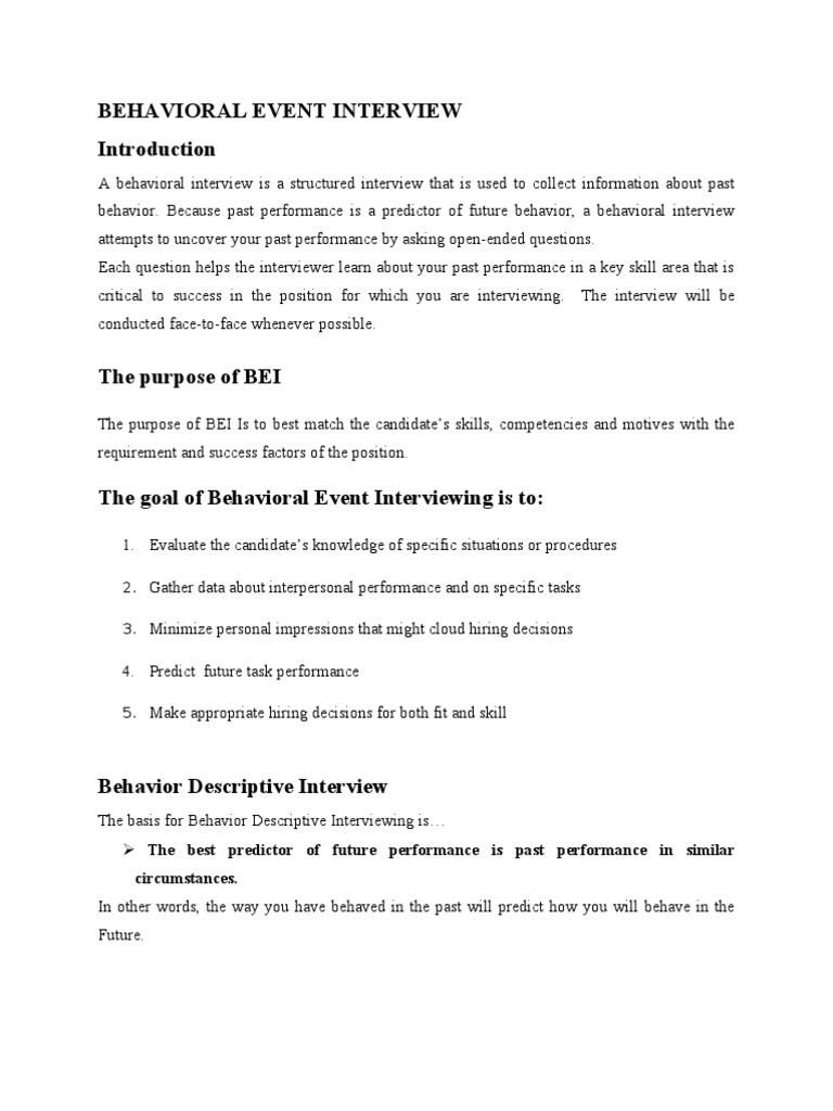 Bei & Bdi | Download Free PDF | Competence (Human Resources) | Interview