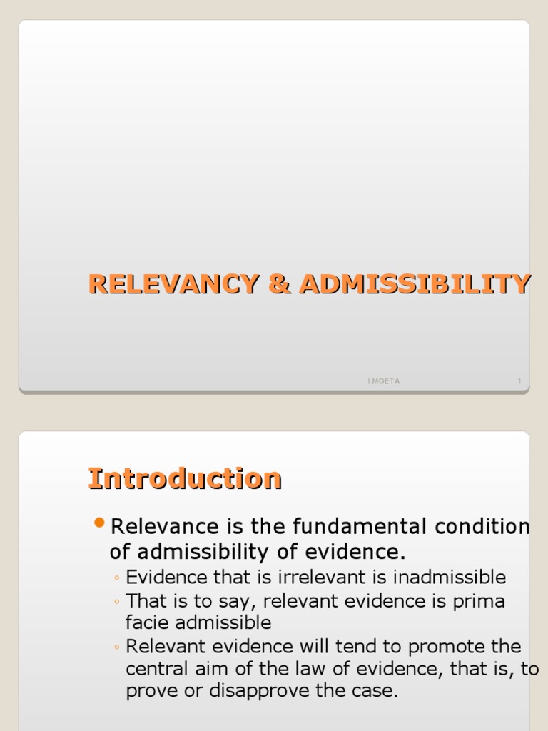Relevancy & Admissibility | PDF | Relevance (Law) | Damages