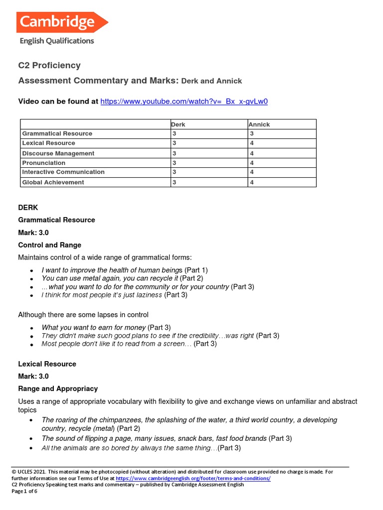 Speaking Test Video c2 Proficiency | PDF | Communication | Linguistics