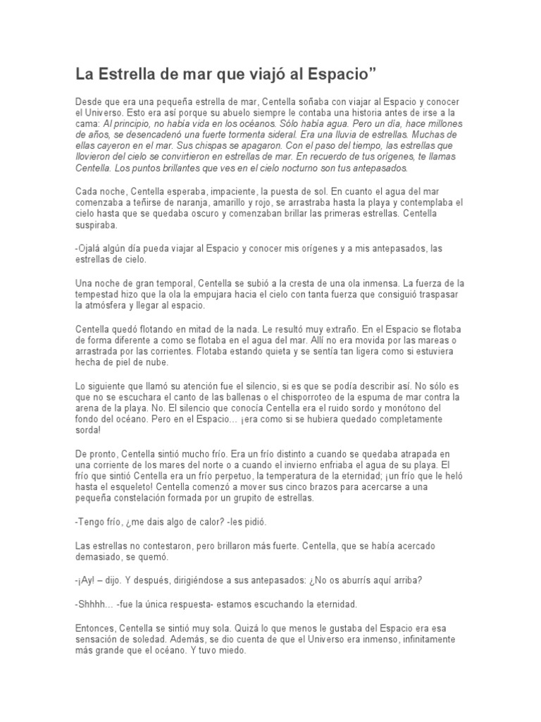 La Estrella de Mar Que Viajó Al Espacio | PDF | Mar | Cielo