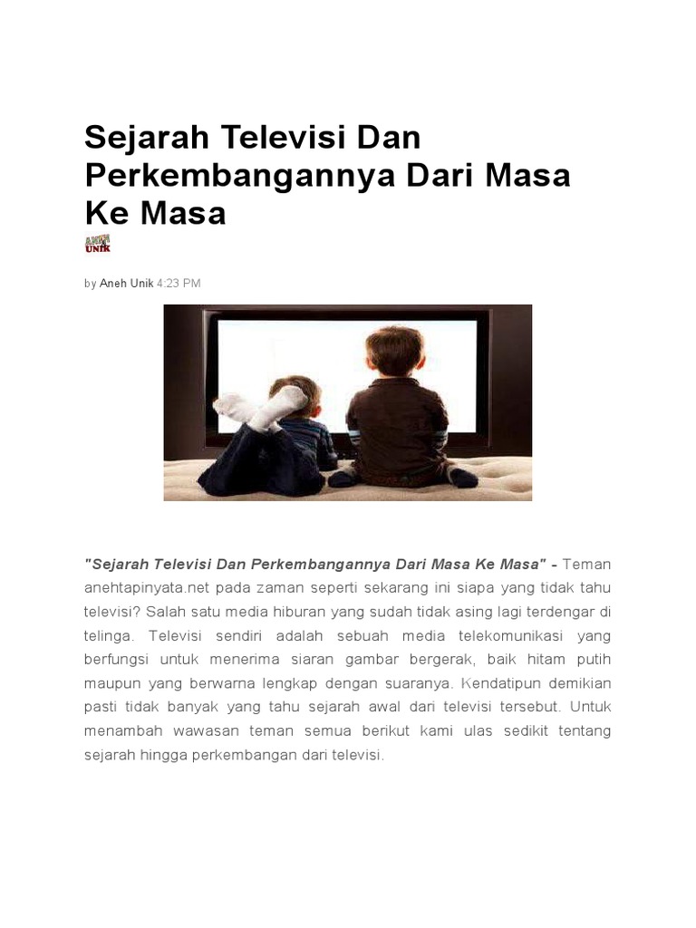Sejarah dan Perkembangan Televisi | PDF | Seni