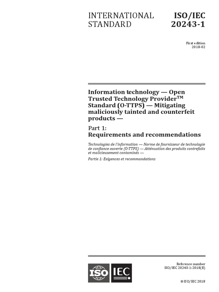 International Standard: Iso/Iec 20243-1 | PDF | Business | Science