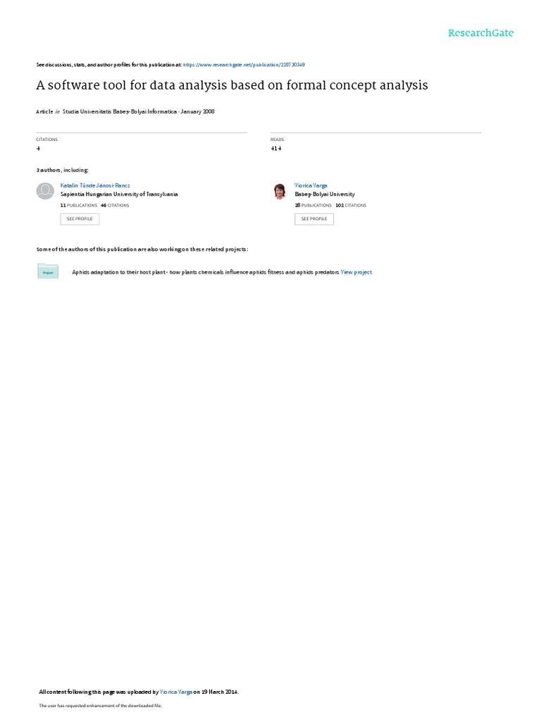 A Software Tool For Data Analysis Based On Formal Concept Analysis | PDF | Relational Model ...