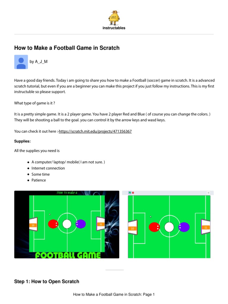 How To Make A Football Game in Scratch: Instructables | PDF | Scratch ...