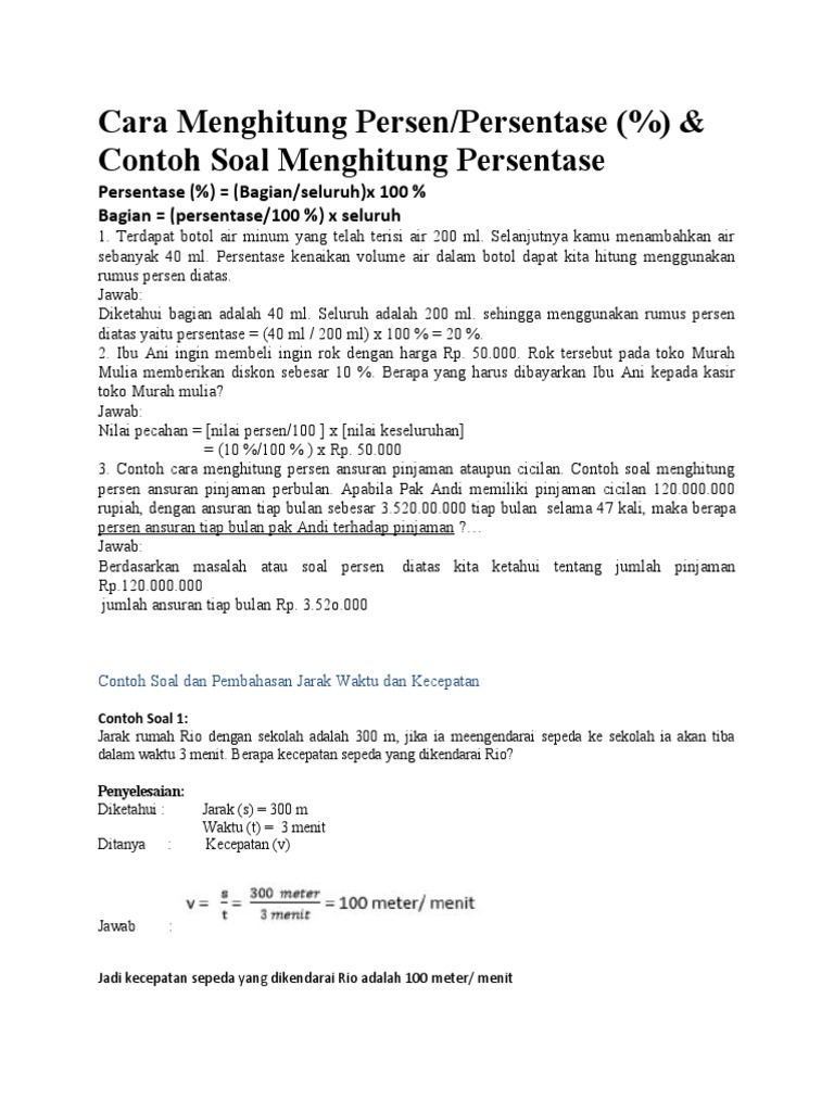 Menghitung Persen: Rumus dan Contoh | PDF