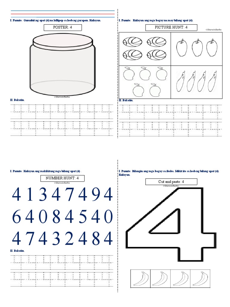 Number 4 Activities | PDF