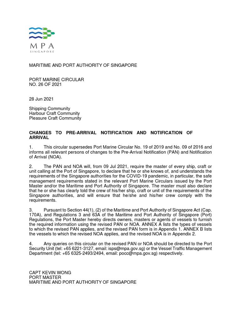 Changes To Pre-Arrival Notification and Notification of Arrival | PDF ...