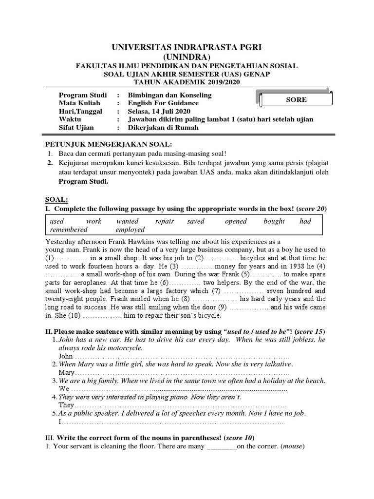 Soal Uas | PDF | Linguistic Morphology | Cognitive Science