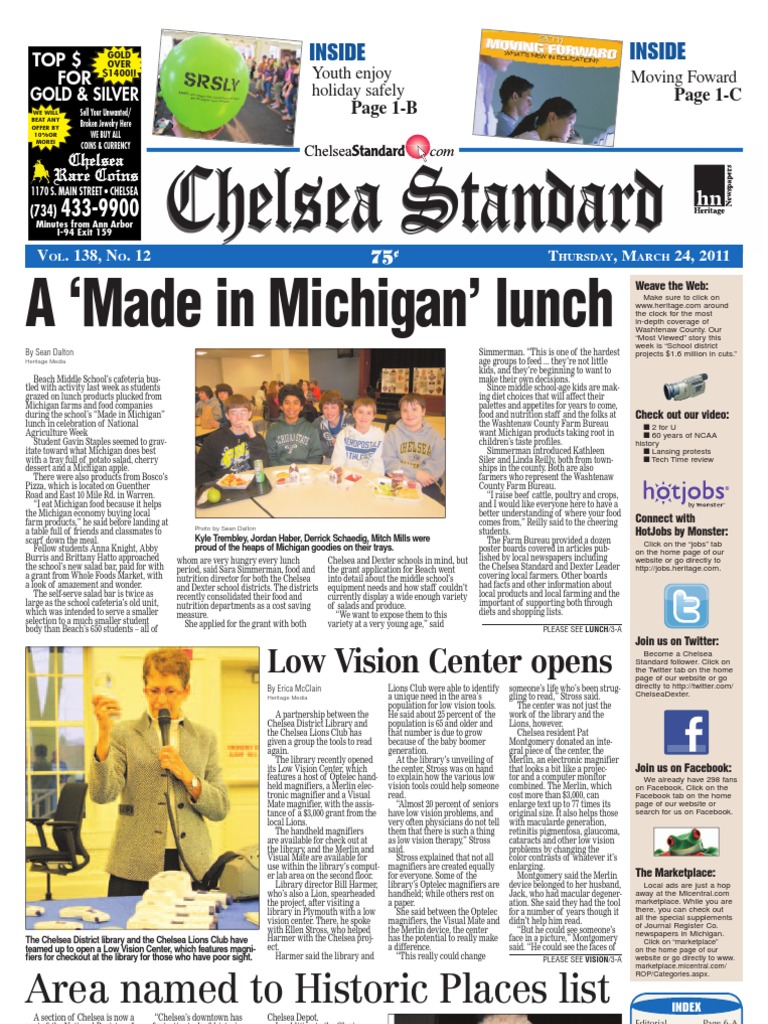 Chelsea Standard Front Page March 24, 2011 | PDF | Visual Impairment ...