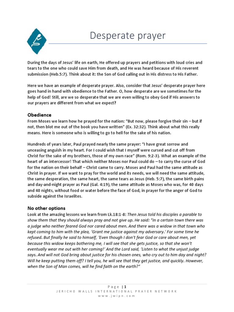 Desperate Prayers | PDF | Prayer | Intercession