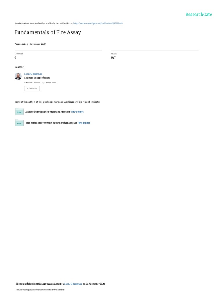 Fundamentals of Fire Assay | PDF | Metallurgical Assay | Precious Metals