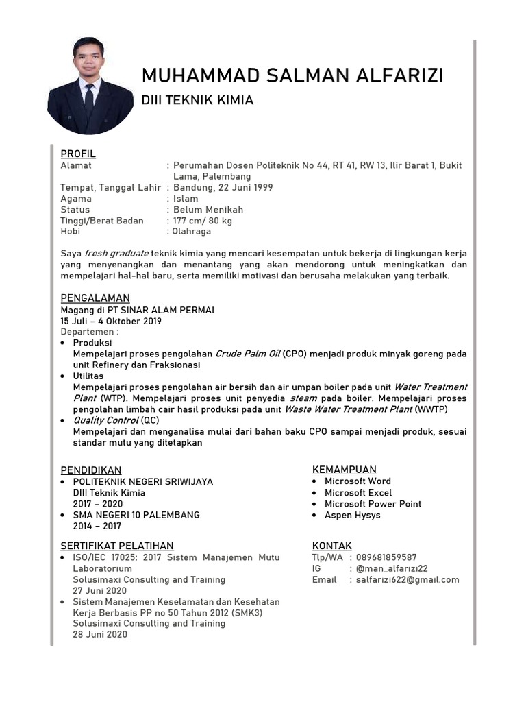 CV Salman | PDF | Karier & Perkembangan | Bisnis