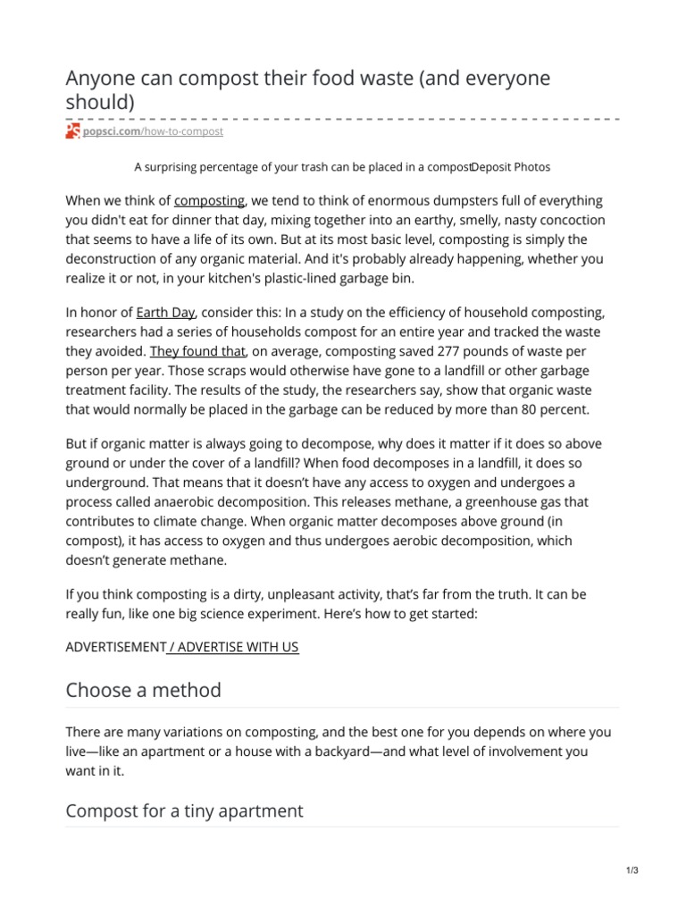 Anyone Can Compost Their Food Waste | PDF | Compost | Decomposition