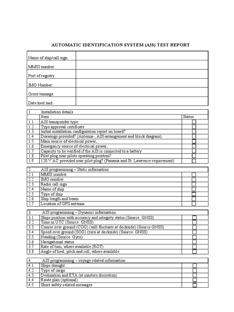 Appendix Automatic Identification System (Ais) Test Report: MSC.1/Circ ...