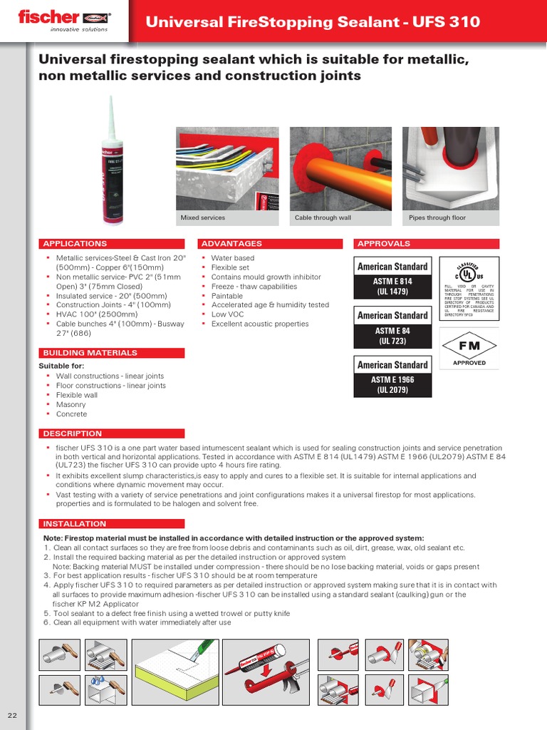 5 UFS Universal Firestopping Sealant | PDF | Pipe (Fluid Conveyance) | Wall