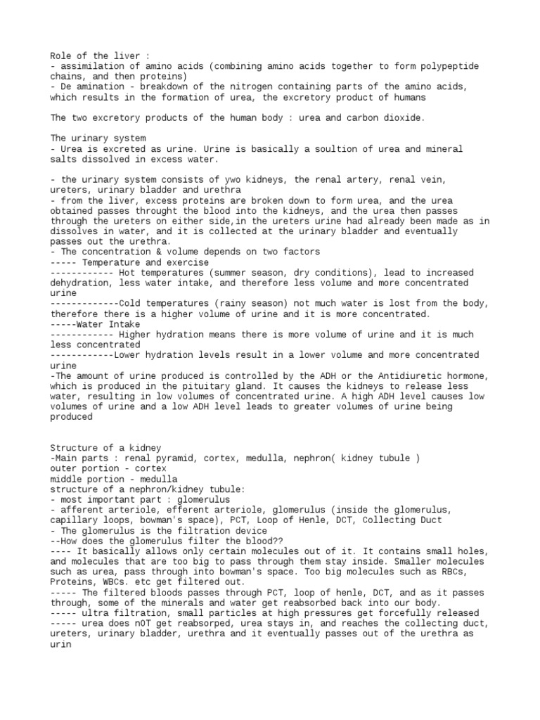 IGCSE BIOLOGY - Unit 13 + 14 Lecture Notes | PDF | Neuron | Kidney