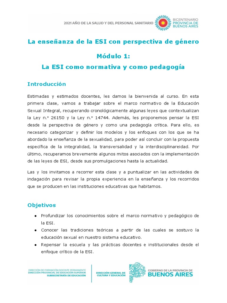 Módulo 1 ESI - DFDP 2021 | PDF | Educación sexual | La sexualidad humana