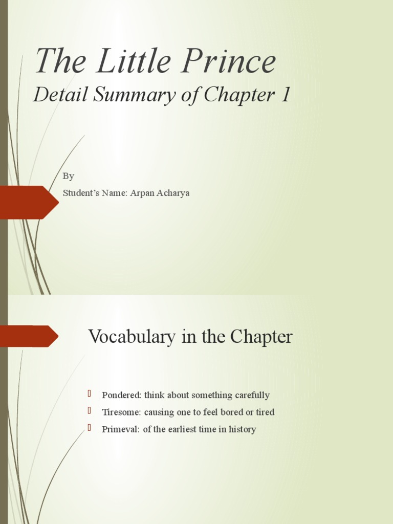 The Little Prince Chapter 1 | PDF