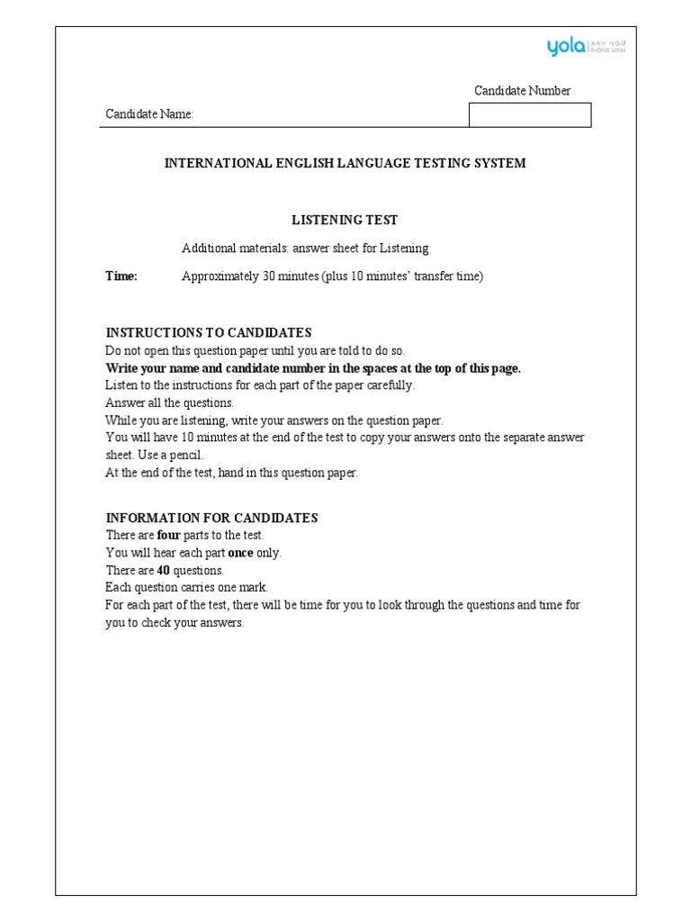 IELTS Advanced Intensive - Listening - Extra Practice Test 1 - Test ...