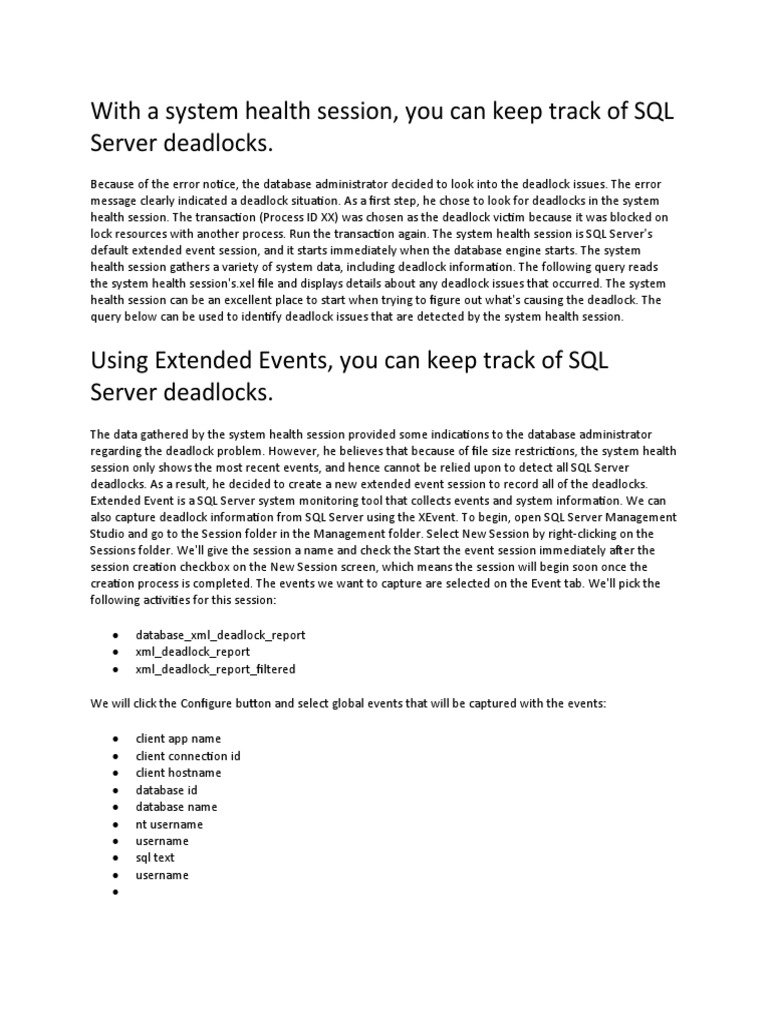 SQL Server Deadlock Detection Guide | PDF | Microsoft Sql Server ...