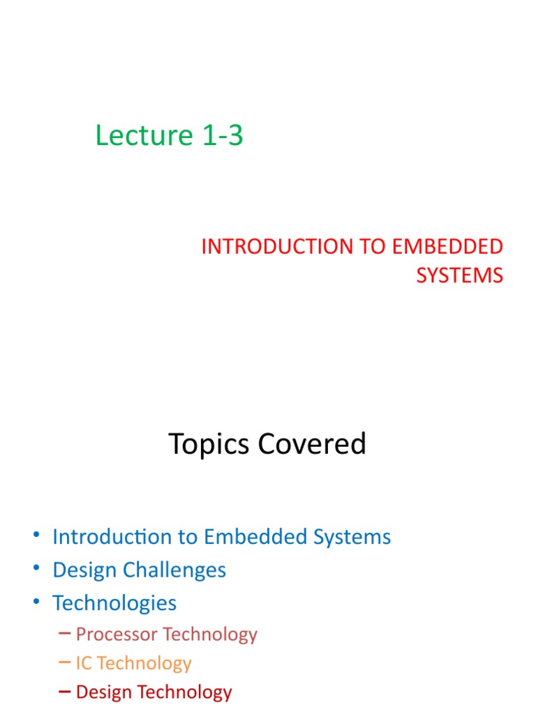Lecture 1-3: Introduction To Embedded Systems | PDF | Integrated ...
