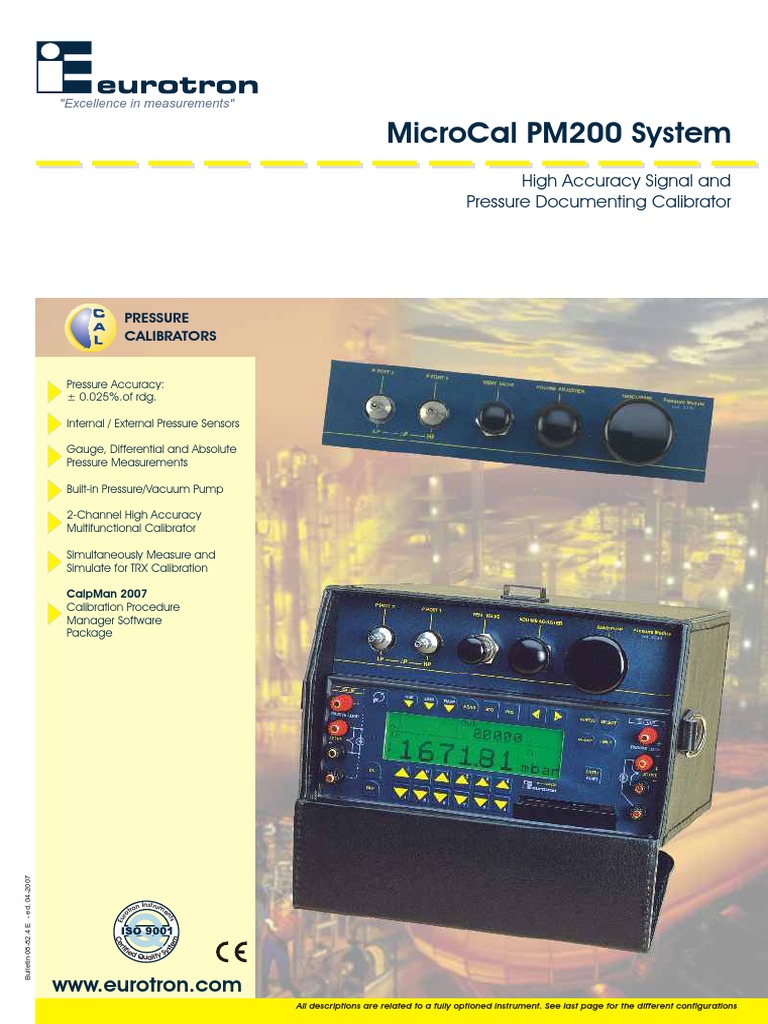 MicroCal PM200 Pressure Calibration System | PDF | Pressure Measurement ...