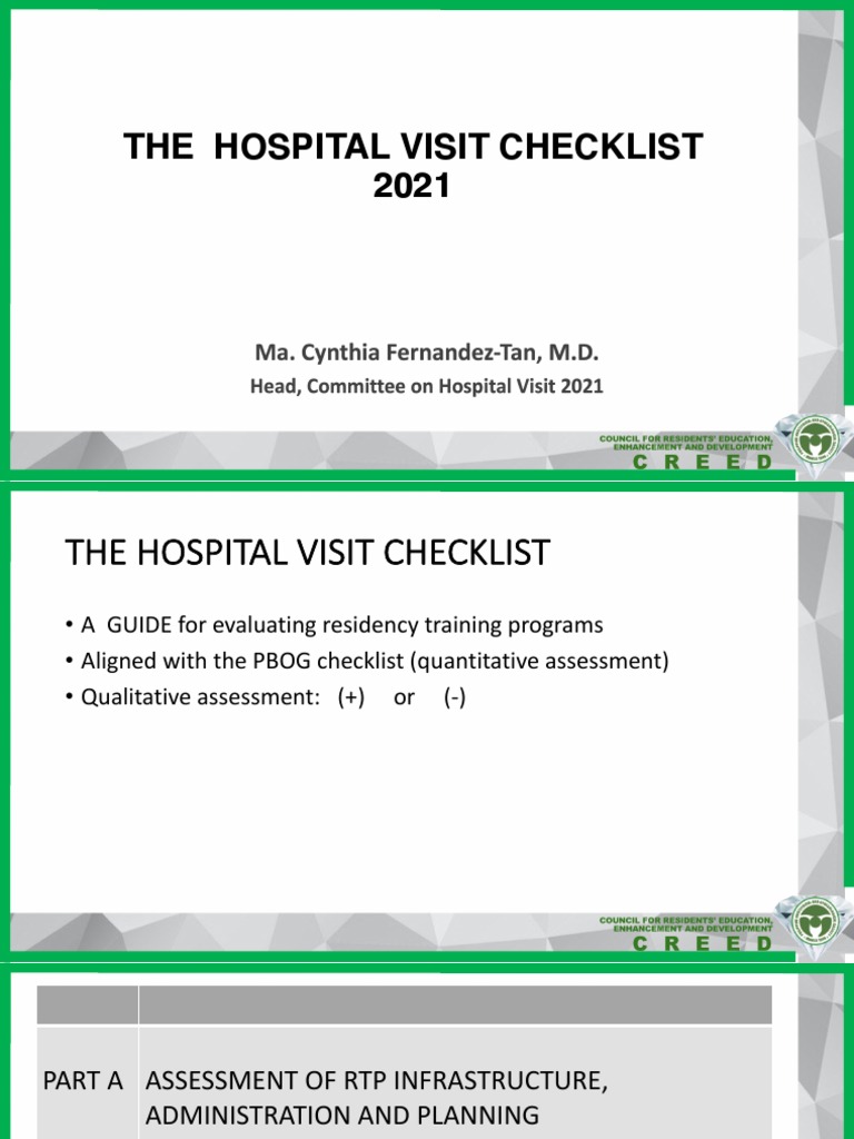The Hospital Visit Checklist 2021 | PDF | Residency (Medicine ...