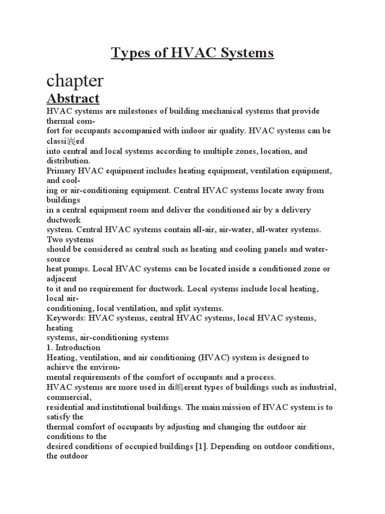 Types of HVAC Systems | PDF | Heat Pump | Air Conditioning