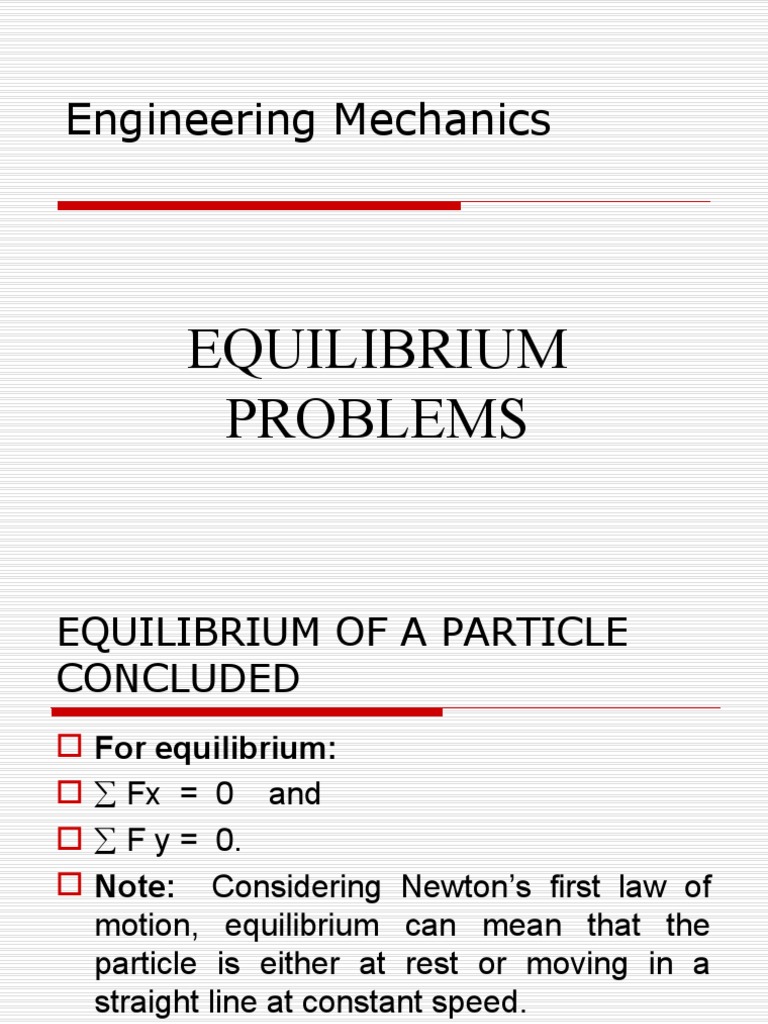 Engineering Mechanics: Equilibrium Problems | PDF | Tension (Physics ...
