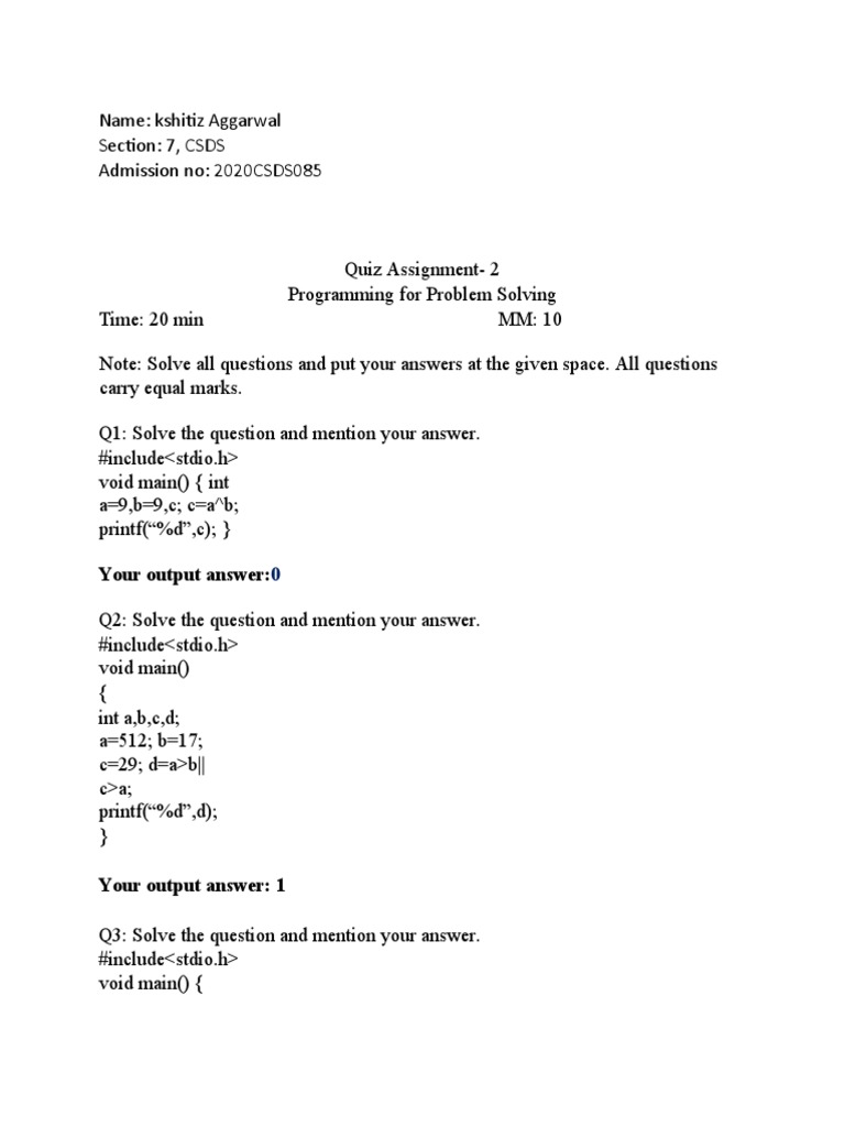 PPS Assignment 2 | PDF | Computer Hardware | Computer Data