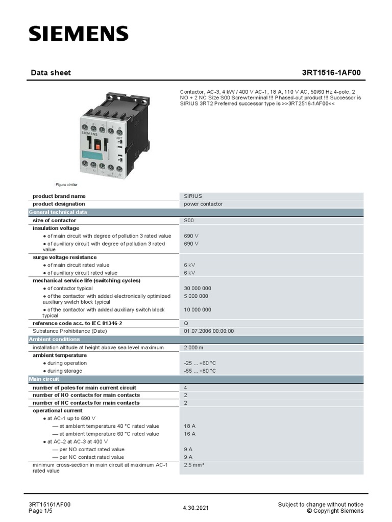3RT15161AF00 Datasheet en | PDF