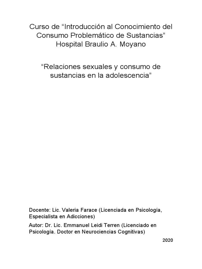 Introducción Al Consumo Problemático Monografía | PDF | La dependencia de sustancias | Condón