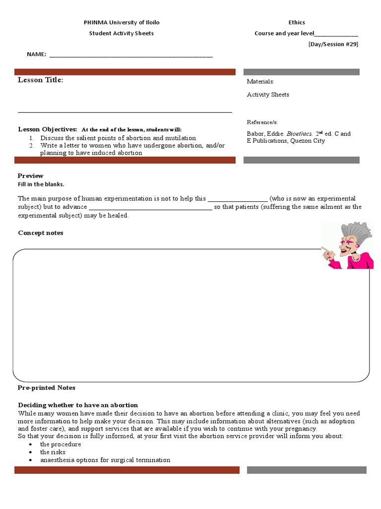 Ethics Student Activity Sheets Day 29 (For Deductive Lesson) | PDF ...