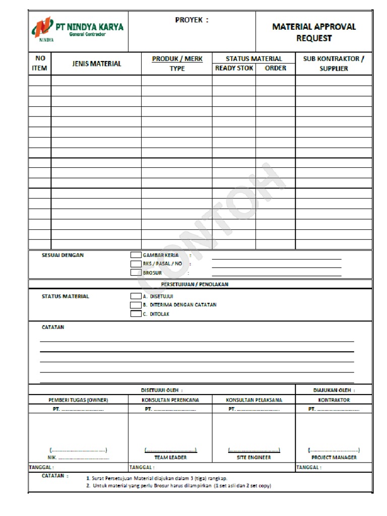 Persetujuan Material | PDF